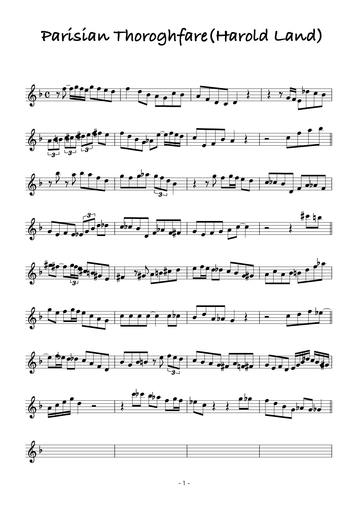 Parisian Thoroghfare/Harold Land – Masaya Kitamura